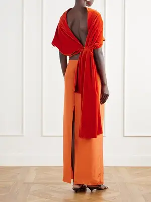 COLLEEN ALLEN Draped Cotton-velvet Top