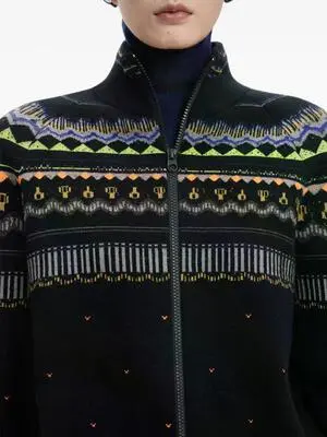 JNBY Icelandic-pattern Raglan-sleeve Cardigan - Blue