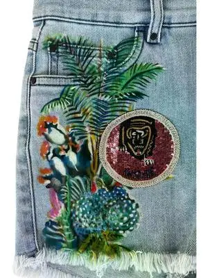 Mr & Mrs Italy Patch-detail Frayed Shorts