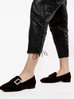 TOSCA BLU Adele Crystal-buckle Loafers - Red