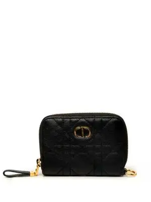 Dior 2021 Calfskin Cannage Supple Caro Zippy Purse Coin Pouch - Black