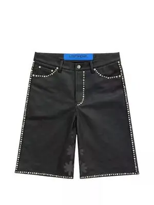 LOSTSHDWS Embellished Sun Logo Faux-leather Shorts - Black