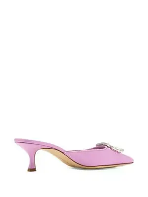 Manolo Blahnik Maysale Crystal-buckle Mules - Purple