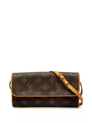 LOUIS VUITTON 2000 Monogram Pochette Twin Pm Crossbody Bag - Brown