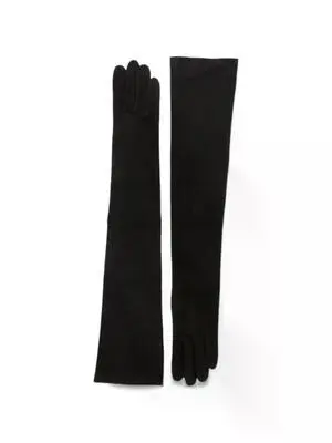 AGNELLE Glamour Long Suede Gloves - Black