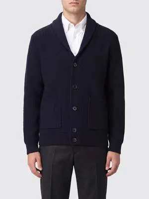 ROBERTO COLLINA Shawl Collar Virgin Wool Cardigan With Patch Pockets - Blue