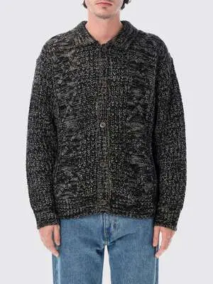 Obey Long-sleeve Wool-blend Button-up Polo Sweater - Grey