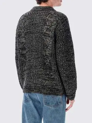 Obey Long-sleeve Wool-blend Button-up Polo Sweater - Grey