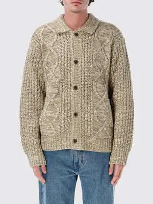 Obey Long-sleeve Wool-blend Button-up Polo Sweater - Silver