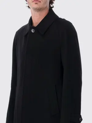 LARDINI Single-breasted Long Coat In Pure Cashmere With Strap Cuffs - Black