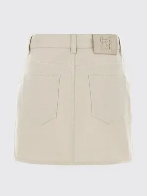 Fendi High-waisted Cotton Pencil Mini Skirt With Five-pocket Design - Beige