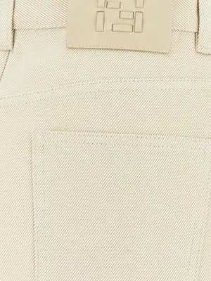 Fendi High-waisted Cotton Pencil Mini Skirt With Five-pocket Design - Beige
