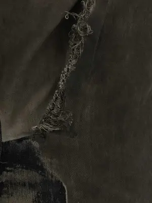 Rick Owens Asymmetric Distressed Denim Long Dress With Slit - Grey