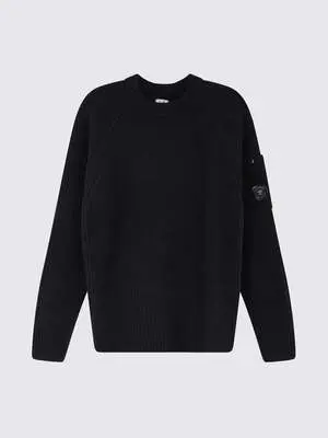 C.P. COMPANY Crewneck Cotton Sweater With Logo Patch On The Sleeve