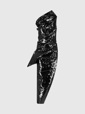 Rick Owens Long Asymmetrical One-shoulder Sequin Evening Gown