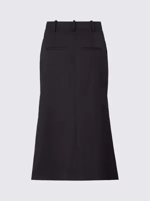 Fendi High-waisted A-line Midi Skirt In Pure Wool With Belt Loops