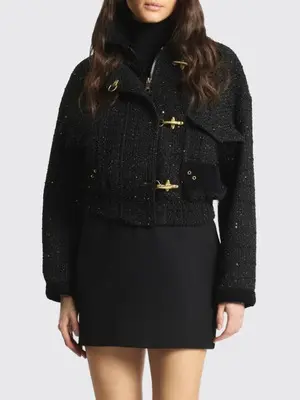 FAY Cropped Bouclé Bomber Jacket With Classic Collar And Iconic Hook