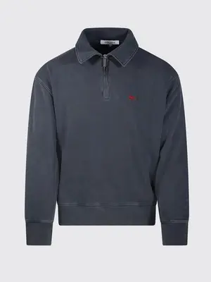 Maison Kitsuné Half-zip Organic Cotton Sweatshirt With Embroidered Logo