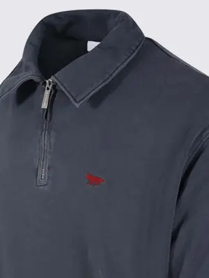 Maison Kitsuné Half-zip Organic Cotton Sweatshirt With Embroidered Logo