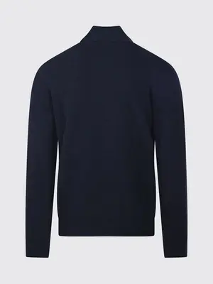 ROBERTO COLLINA Wool-blend Half-zip Turtleneck Sweater - Blue