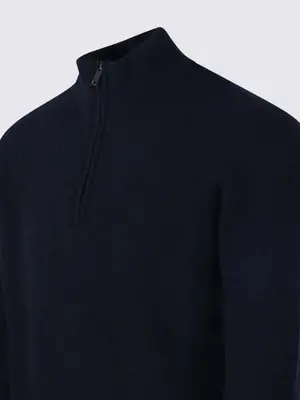 ROBERTO COLLINA Wool-blend Half-zip Turtleneck Sweater - Blue