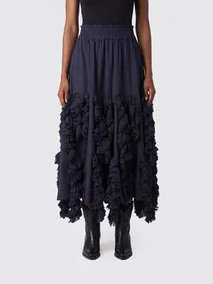 Comme Des Garçons Asymmetrical Crêpe Midi Skirt With Ruffles - Black
