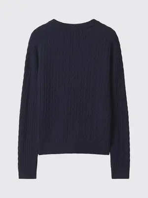 Maison Kitsuné V-neck Pure Wool Cardigan With Chillax Fox Logo Patch - Navy