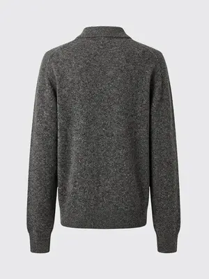 Auralee Long-sleeved Knitted Polo In 100% Cashmere With One-button Placket - Mint
