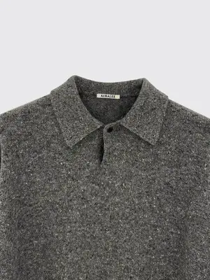 Auralee Long-sleeved Knitted Polo In 100% Cashmere With One-button Placket - Mint