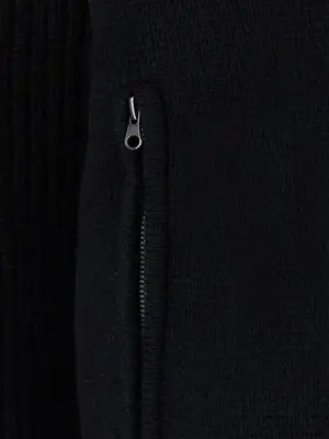 KANGRA Wool Blend Turtleneck Cardigan With Zip Closure And Pockets - Black