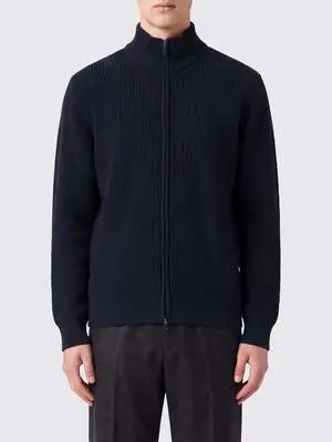 KANGRA Turtleneck Zip-up Cardigan In Pure Wool With Long Sleeves - Blue