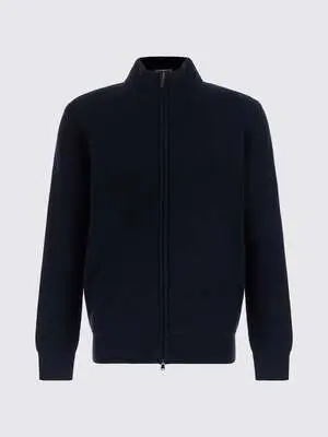 KANGRA Turtleneck Zip-up Cardigan In Pure Wool With Long Sleeves - Blue