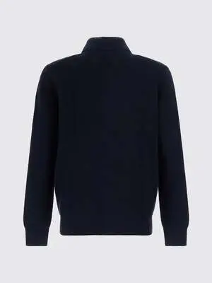 KANGRA Turtleneck Zip-up Cardigan In Pure Wool With Long Sleeves - Blue