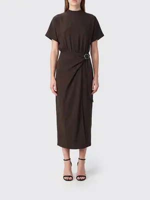 RAME Crêpe Sheath Midi Dress With Draped Waist - Dark