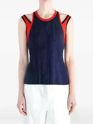 MARINE SERRE Layered Ribbed-knit Top - Blue