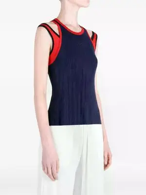 MARINE SERRE Layered Ribbed-knit Top