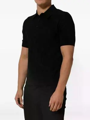 Dolce & Gabbana Monogram-knit Silk Polo Shirt - Black