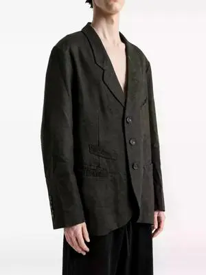 ZIGGY CHEN Single-breasted Notched-lapels Blazer - Grey