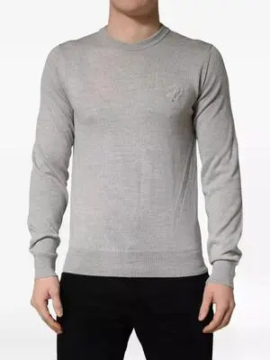 Dolce & Gabbana Logo-embroidered Crew-neck Sweater - Grey
