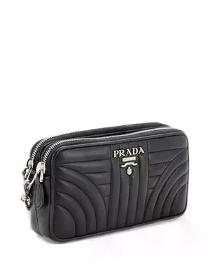 Prada Double Zip Diagramme Quilted Leather Mini Crossbody Bag