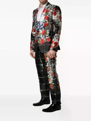 Dolce & Gabbana Floral-print Three-piece Suit - Black