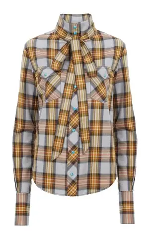 CHLOÉ Lavallière Check Cotton-blend Shirt