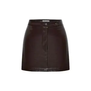 THISISU COLLECTION Penelope Vegan Leather Mini Skirt – Burgundy - Red