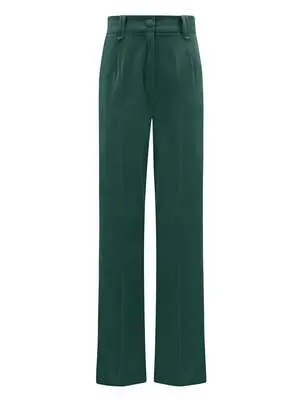 TIA DORRAINE High-waist Straight-leg Trousers, Dark - Green