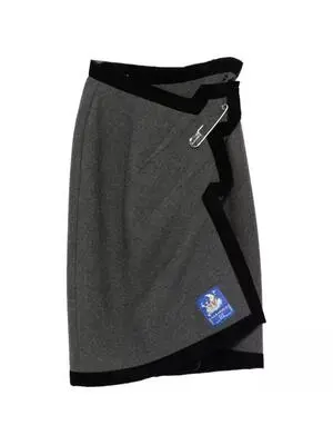 JULIE KEGELS Safety-pin Velvet-trim Skirt - Grey