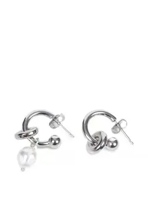 JUSTINE CLENQUET Ethan Pearl Hoop Earrings - Silver
