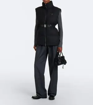 Prada Belted Wool And Cashmere Down Vest