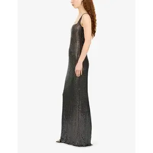 SELF-PORTRAIT Embellished Square-neck Maxi Dress