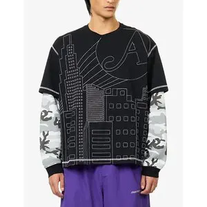 AWAKE NY Skyline Waffle Long-sleeve Cotton Top