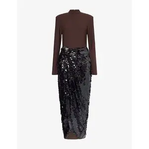 ROTATE BY BIRGER CHRISTENSEN Linetta Knotted Sequin Midi Dress